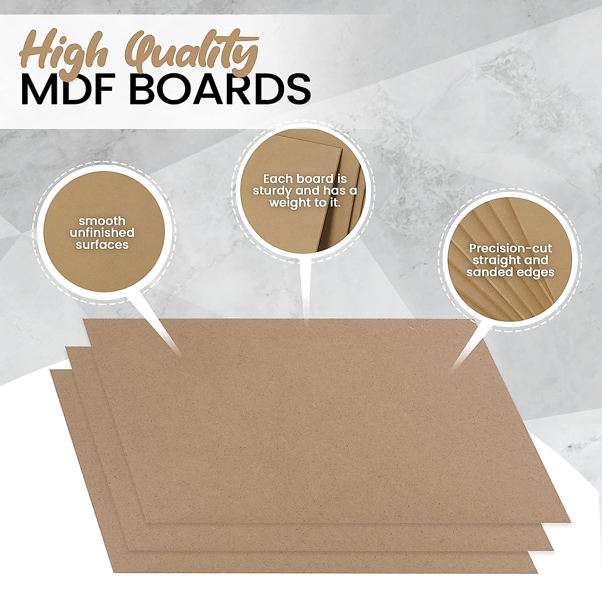 (8-Pack) CalPalmy 8” x 10” MDF Boards - 2mm Thick Boards for Carpentry, Interior Design, Hobby Crafts, and More - with Smooth, Unfinished Sides and Sanded Edges