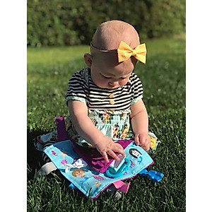 Baby Sensory, Security & Teething Closed Ribbon Tag Lovey Blanket with Minky Dot Fabric: 14”X18” (Mermaids and Narwhals)