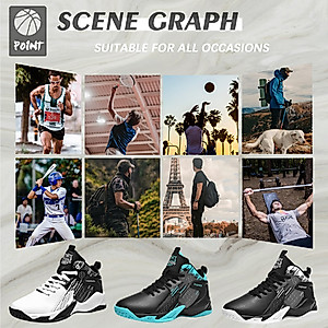 CJSPORX Men's Basketball Shoes Breathable Non-Slip Sneakers Fashionable Sports White-1 Size 13