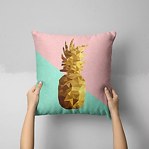 iiRov Summer Design Ink-Fuzed Decorative Throw Pillow - Geometric Summer Pineapple v1