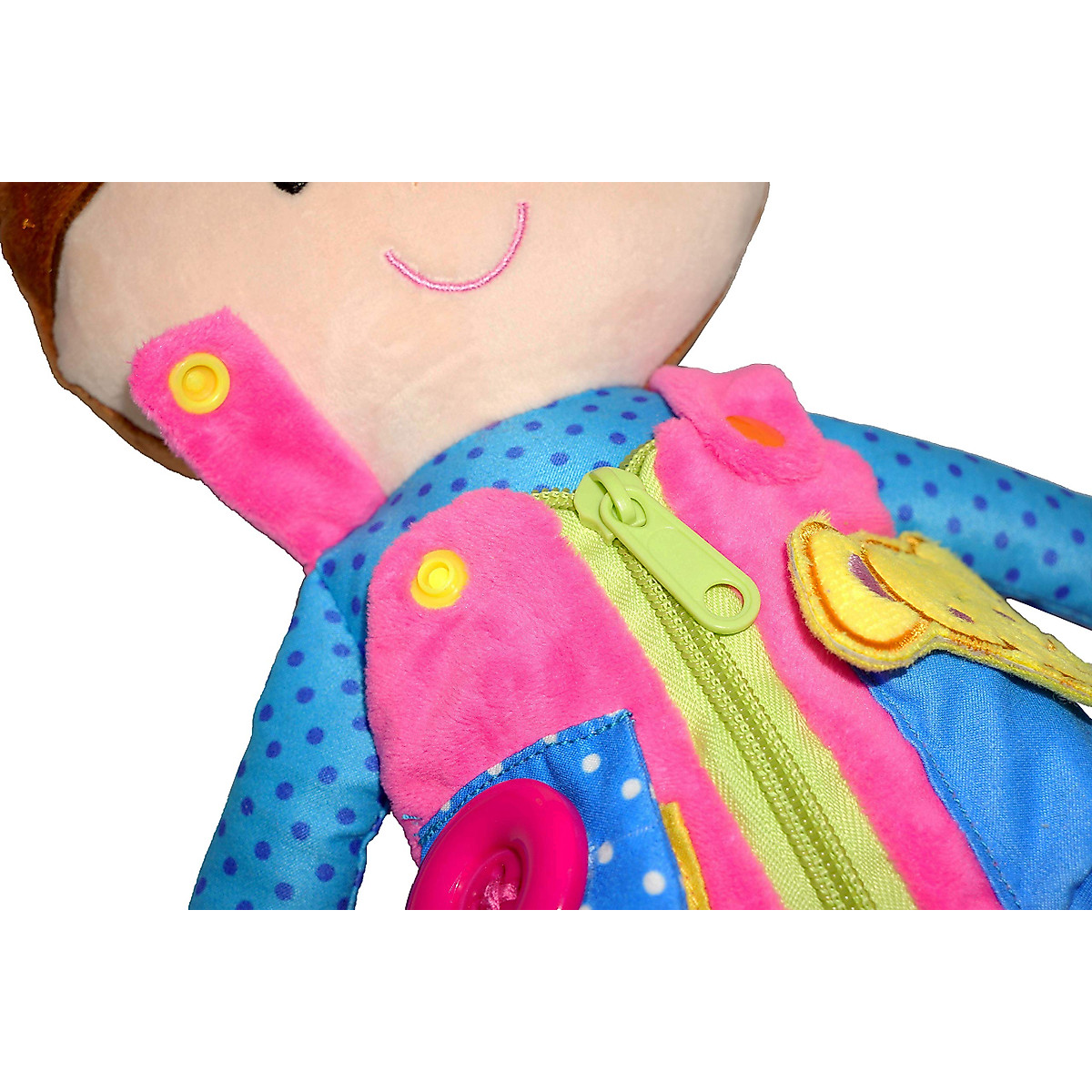 June Garden 15.5" Dressy Friends Belle - Educational Stuffed Plush Doll for Kids and Toddlers 2 Years and Up - Montessori Buckle Soft Toy