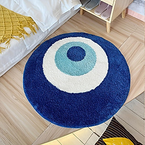 LAKEA Fluffy Evil Eye Circle Rug Carpet Plush Comfortable Handmade Bedroom Ultra Soft and Fluffy for Halloween (90x90cm 35.4inch)