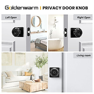 goldenwarm Black Door Knobs, Matte Black Privacy Door Knob Interior, Square Interior DoorKnobs for Bedroom, Bathroom, (6 Pack)