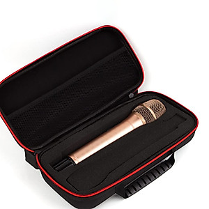 Vaguelly Wireless Microphone Case: Hard EVA Case for Handheld Microphone Dual Mic Bag Microphone Hard Carrying Travel Case, Black,Red, 30x15cm