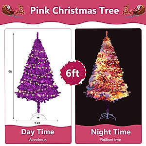 Arthas 6' Ft Tinsel Purple Christmas Tree for Home Office Party Décor Xmas Holiday Seasonal Sparking Gorgeous Folding Artificial Christmas Tree Indoor and Outdoor(Purple)