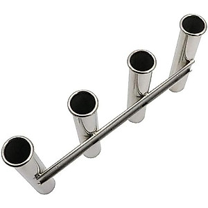 Stainless Steel Boat Fishing Rod Holder 4 Tubes Linkded Fishing Rod Rack Wall-Mounted Fishing Pod Racks for Marine Yacht Kayak Camper RV