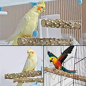 kathson Natural Bird Wood Perch Parakeet Standing Toy Sticks Parrot Paw Grinding Branches Cockatiels Cage Chewable Accessories for Conures Macaws Finches 8 PCS