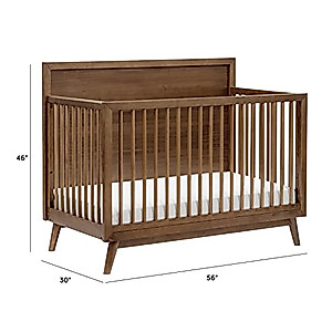 babyletto Palma 4-in-1 Convertible Crib with Toddler Bed Conversion Kit in Natural Walnut, Greenguard Gold Certified
