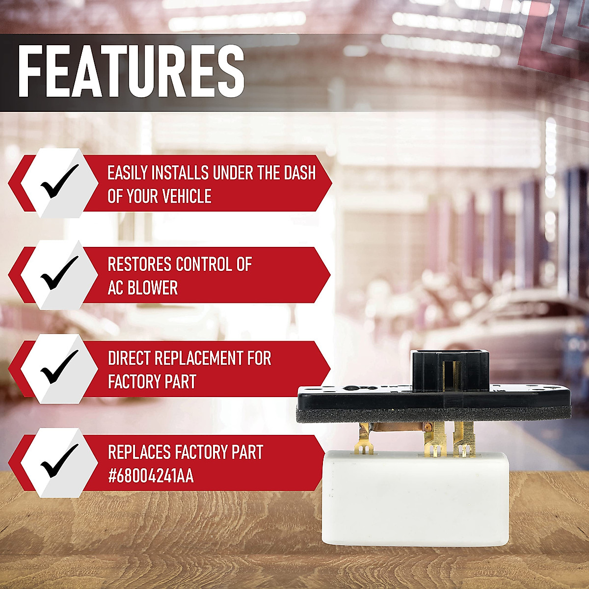 HVAC Blower Motor Fan Resistor - AC Heater Relay - Replaces 973-020, 68004241AA, 5012212AA, 4720278 - Compatible with Chrysler, Dodge & Jeep Vehicles - Ram 1500, 2500, Concorde, Grand Cherokee