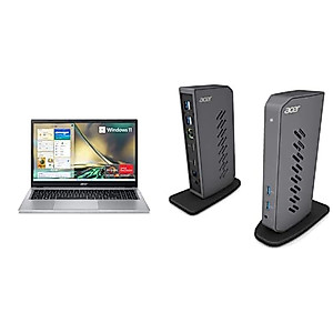 Acer Aspire 3 A315-24P-R7VH Laptop | 15.6" FHD IPS | AMD Ryzen 3 7320U | Radeon Graphics | 8GB LPDDR5 | 128GB SSD | Wi-Fi 6 | Win 11 Home in S Mode USB 3.0 Dock U301