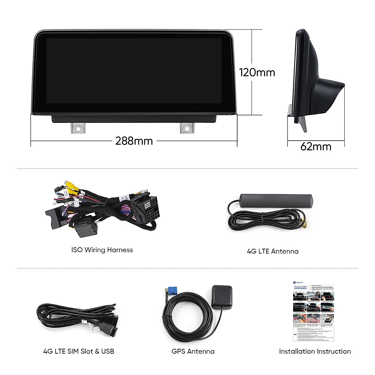 for BMW 3 4 Series F30 F31 F34 (2012-2017) F20 F21 F22 F23 Upgrade Radio Stereo Car Radio Qualcomm 665 (4GB + 64GB) Built-in 4G LTE GPS Navigation Apple CarPlay Android Auto10.25 inch Touch Screen