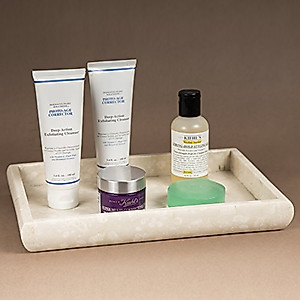 Creative Home Deluxe Genuine Marble Stone 12" L x 8" W Vanity Tray, Guest Towel Tray