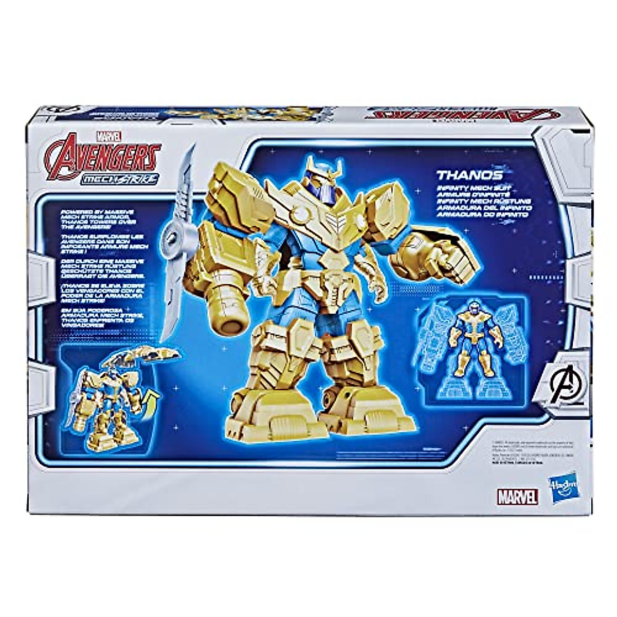 Avengers Hasbro Marvel Mech Strike 9-inch Action Figure Toy Infinity Mech Suit Thanos and Blade Weapon Accessory, for Kids Ages 4 and Up