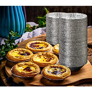 250Pcs Aluminum Foil Tart Pan Egg Tart Pan Freezer & Oven Safe Disposable Round Egg Tart Tin Foil Pans for Baking Supplies