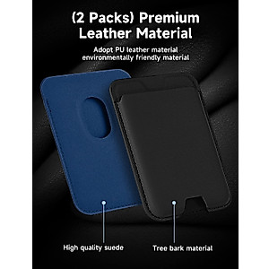 Kimguard [2 Pack] Magnetic Card Wallet Holder with Mag-Safe for iPhone 14 Pro Max/14 Plus/14 Pro/14, for iPhone 13 Pro Max/13 Pro/13/13 Mini, for iPhone 12/12 Pro/12 Max/12 Mini, Black & Blue