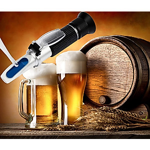 Refractometer for Beer Wine Brewing Brix Beer Refractometer Dual Scale 1.000-1.130 and Brix 0-32% for Measuring Sugar Content in Fruit Beverage