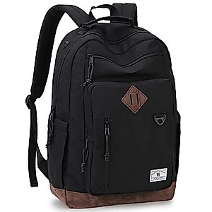 Backpack for Men Women,Vonxury Water-resistant 15.6 Inch Laptop Bookbag for School Work Travel (Black)