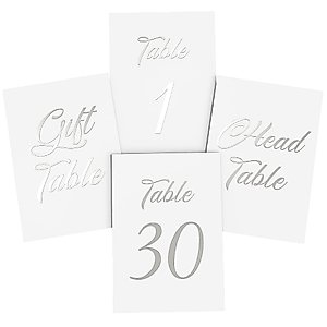 Silver Table Numbers 1-30 for Wedding Reception - Silver Foil Table Number Cards 4x6 in with Head & Gift Table - Restaurant Table Numbers - Wedding Numbers for Tables Card Stock Wedding Table Numbers