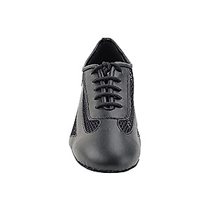 Very Fine Dancesport Shoes - Women's Latin, Salsa Ballroom Practice Dance Shoes - Classic 2009-1.5" Heel & Canvas Mesh Shoe Bag (Black Leather, Size 9)