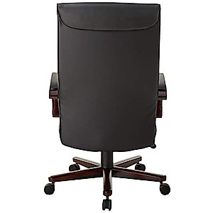 HON Topflight Executive Leather Chair - High-Back Office Chair for Computer Desk, Black/Mahogany (HVL844)