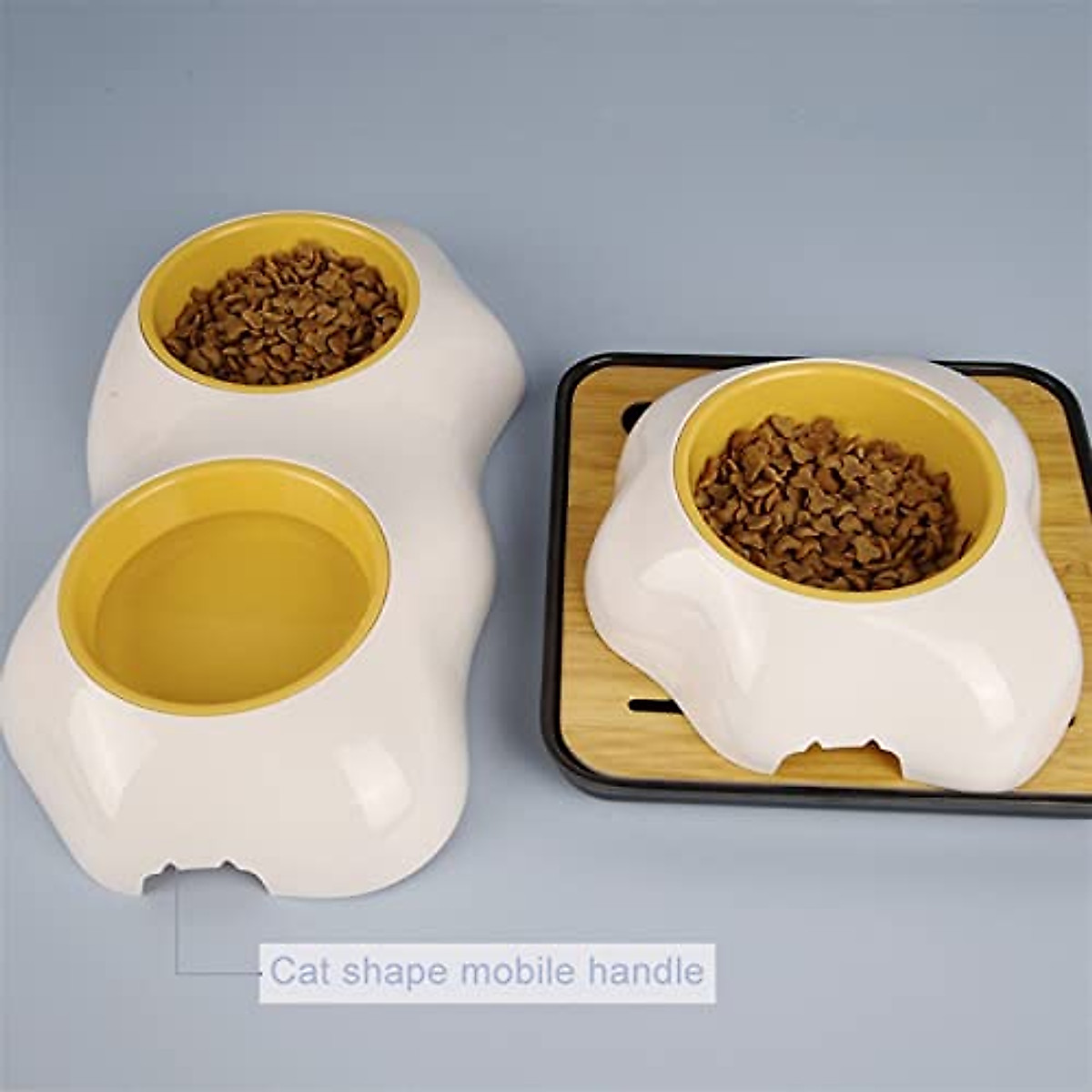 FUUIE Bowls for Food and Water Dog Food Water Feeder Poached Egg Shape Double Pet Bowls Prevent Tipping Pet Drinking Dish Feeder Cat Puppy Feeding Supplies (Color : Blue Double Bowl)