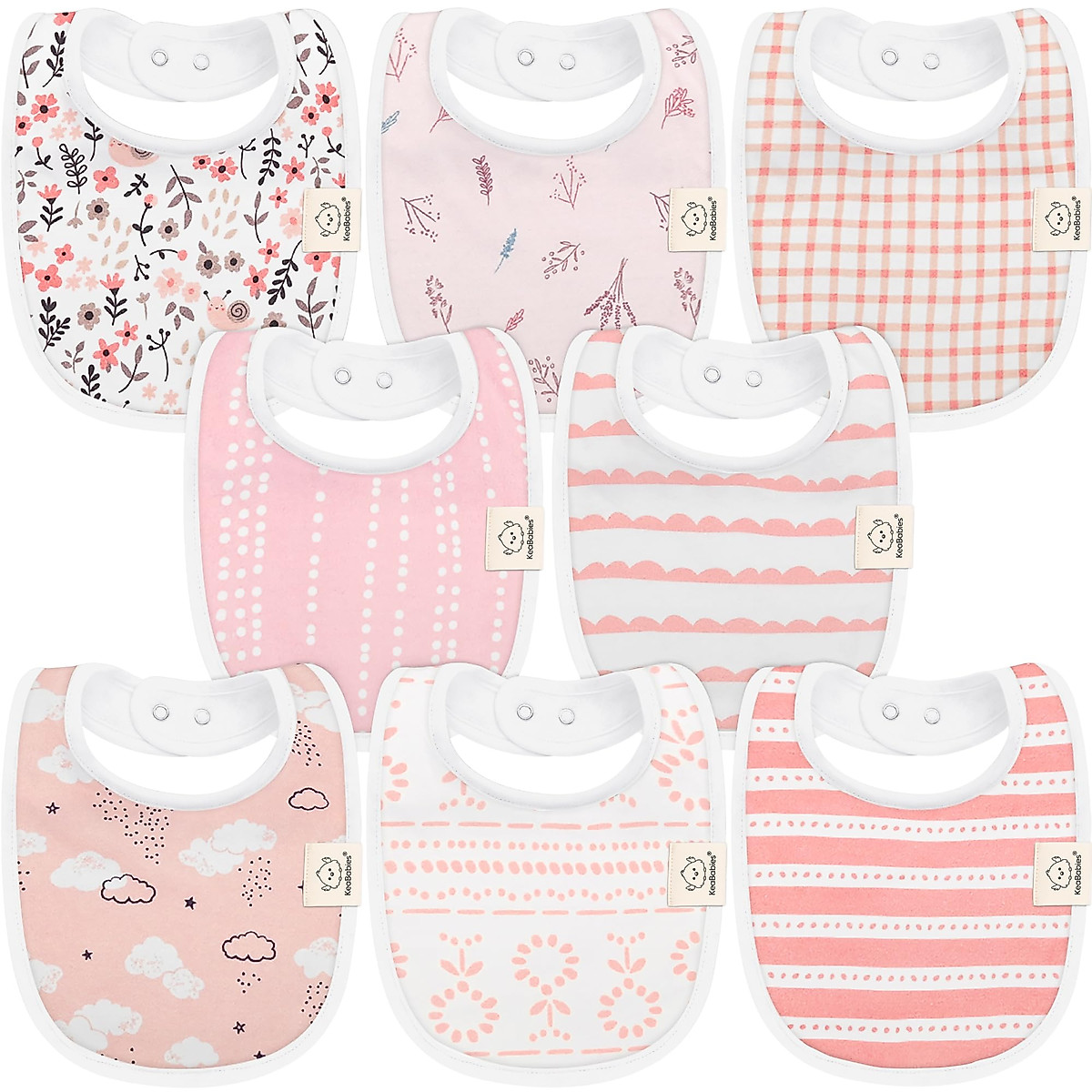 8-Pack Organic Baby Bibs for Girls & Boys - Teething Baby Bib, Baby Boy Bibs, Baby Girl Bibs, Newborn Bibs, Baby Drool Bibs for Infant, Toddler, Bibs for Baby Boy, Bibs for Baby Girl (Sweet Charm)