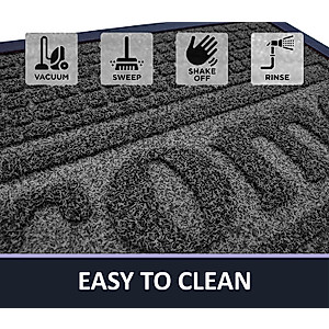 Heavy Duty Welcome Mat for Front Door Outside Waterproof 30x18 Door Mats Outdoor Entrance Patio, Entry Home Dirt Trapper Floor Matts, Cute Entryway Rugs All Weather, Exterior Rubber Black Doormats