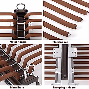 Nisorpa Pull Out Trousers Rack Double-Row 22 Arms Steel Pants Rack Closet Pull Out Pants Organizers Top Mounted Trousers Rack Space Saving for Cloakroom Wardrobe Bedroom, 23.4x18x5.7 Inch (Brown)