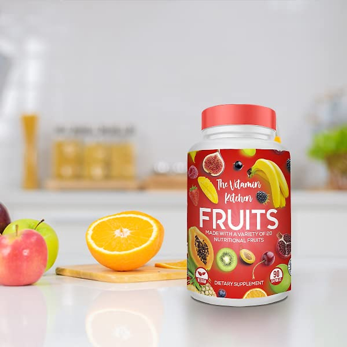 The Vitamin Kitchen Fruit and Veggie Supplements-90 Fruits, 90 Veggies Capsules to Boost Energy Balance - Whole Food Fruits and Vegetable from Nature - Made in USA - Soy & Vegan Free (Pack of 2)