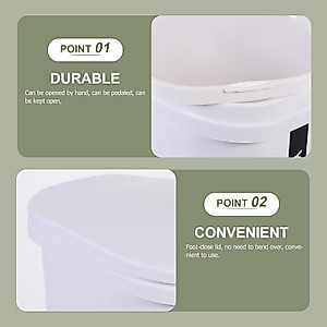 Uonlytech 10L White Polypropylene Foot-Close Lid Trash Can, Can Be Opened by Hand, Pedaled or Kept Open