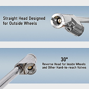 WYNNsky Tire Inflator with Tire Pressure Gauge, Extended Straight-on Air Chuck with 12 Inch Rubber Air Hose