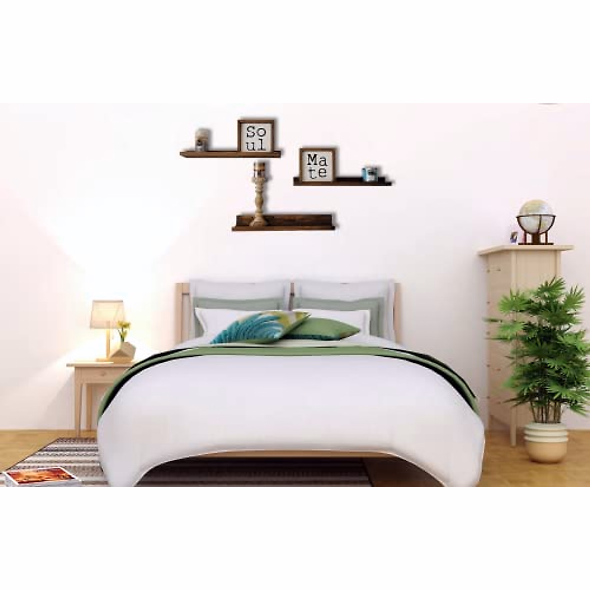 Ty Creations| 24 Inch Long Floating Shelves for Wall, Real Wood Rustic Picture Ledge Large Wall Shelf for Bedroom, Living Room, Bathroom, Kitchen and Office, Set of 3 differentsizes