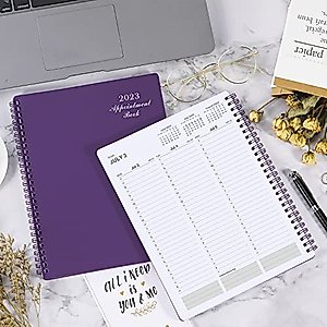2023 Weekly Appointment Book & Planner - 2023 Daily Hourly Planner with Twin-Wire Binding, 8" x 10", Appointment Book from January 2023- December 2023, Hourly Interval, Lay - Flat, Round Corner, Thick Paper - Purple