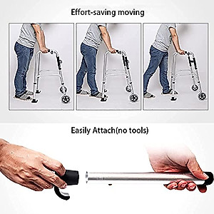 Walker Ski Glides, for1 1/8 Inch Tubes,Pop and Glide Easy Use Walker Skis, Heavy Duty Coaster Skis for Medical Walkers,Black (2)，QingTD