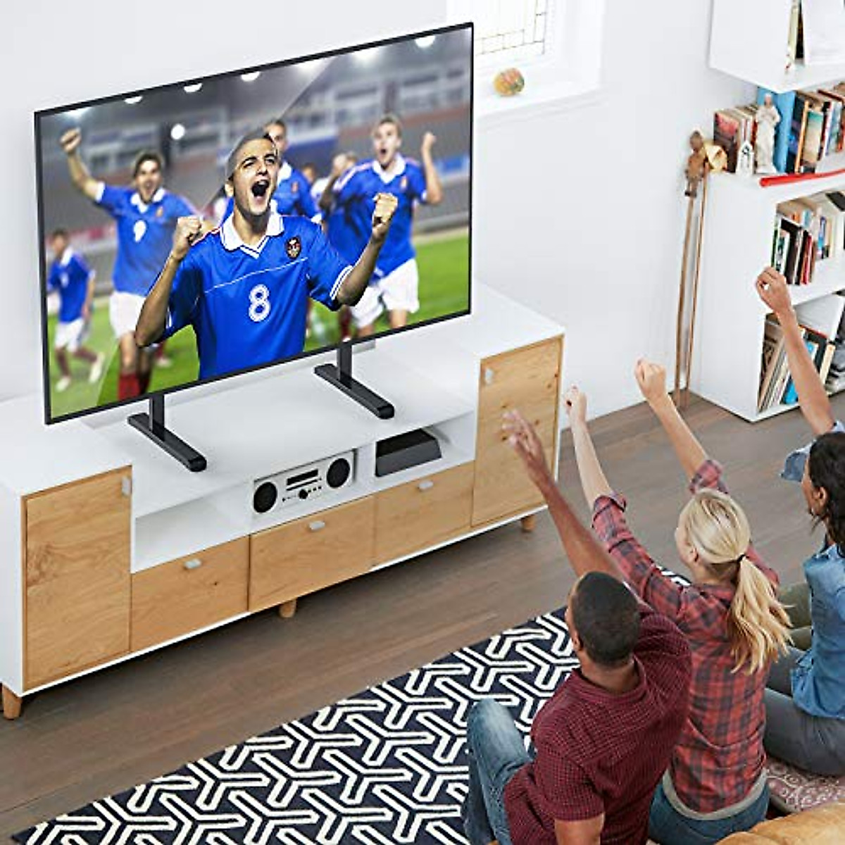 Universal TV Stand, Table Top TV Stand Base Replacement for Most 37 to 80 Inch LCD LED TVs, 4 Height Adjustable TV Legs with Cable Management Hold up to 100lbs,Max VESA 800x400mm,Black(SG81901)