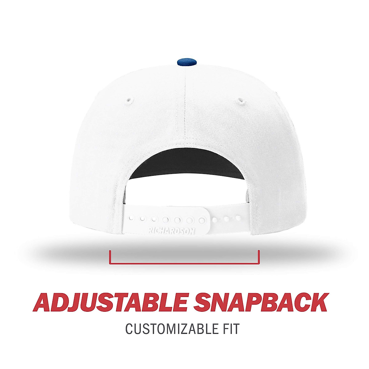 Richardson Unisex 312 Twill-Back Trucker Adjustable Backstrap Baseball Cap, Split Royal/White, One Size Fits Most