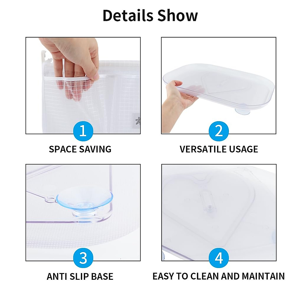 Fridge Lazy Susan Organizer, Fridge Organization, Clear Lazy Susan Turntable Rack with Fridge Hanging Mesh Bag and Suction Cup, Kitchen Cabinet Turntable Organizer