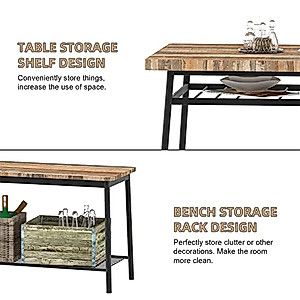 STHOUYN 6 Piece Dining Table Set, Kitchen Table and Chairs for 6, Dining Room Dinner Table Set w/Storage Rack for Home, Apt, 4 Chairs, Bench, Small Space (Retro Brown (6 Piece))