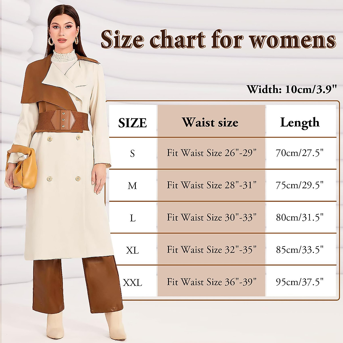 WHIPPY Women Wide Elastic Belts for Dress Snap-Button Stretch Corset Belt Ladies Stretchy Waistband Black Silver Buckle S