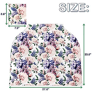 Multi Use Nursing Breastfeeding Cover Scarf-Car Seat Canopy by Busy Monkey-Shopping Cart-High Chair-Stroller and Carseat Covers for Boys and Girls-Infinity Stretchy Shawl-Baby Shower-Floral