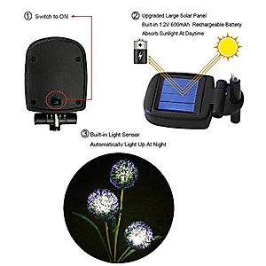 Solar Powered Dandelion Solar LED Lights Outdoor Waterproof LED Lamps for Garden Backyard Lawn Landscape Decoration Illumination (Purple)