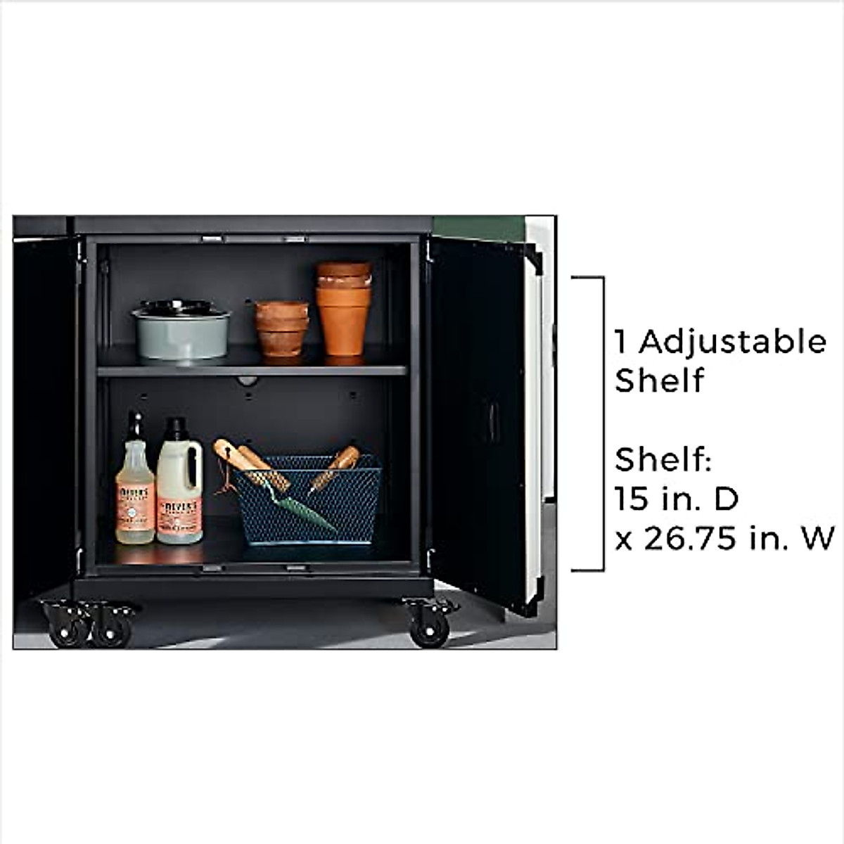 ClosetMaid ProGarage Garage Storage Base Cabinets & Workbench Top 3-Piece Set, Custom, Durable, Adjustable, Steel Construction, Black