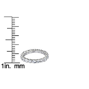 Sterling Silver 3mm Round Pink Cubic Zirconia Prong Set Eternity Band Ring