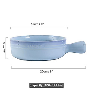 ramen bowl set,fruit bowl,ramen bowl,large serving bowls,Ceramic with Handle,Single Ramen Bowl for One Person,Small Pho Bowl,Round Baking Dish Oven Safe-red-20x15x5cm (Color : Blue, Size : 20x15x5cm