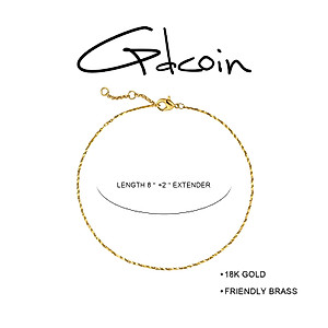 GDCOIN Gold Chain Anklets for Women 18K Gold Vacuum Plated, Adjustable Ankle Bracelets for Women, Beads Rhombus Link Lace Anklets Summer Beach Anklets for Women Jewelry Gift