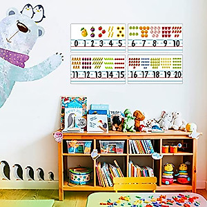 Cholemy Alphabet and Numbers Bulletin Board Strips Set Alphabet Number Wall Classroom Decoration Animal ABC Number 1-20 Line Wall Poster with Adhesive Dots for Playroom Bedroom Nursery Room Decoration