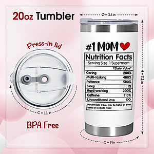 TEEZWONDER Mothers Day Gifts For Mom From Daughter Son - 20 Oz Stainless Steel Insulated Coffee Tumbler with Lid & Greeting Card with Pocket Hug Token and Envelope - Mom Birthday Gifts For Women Mama