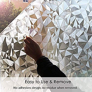 Niviy 3D No Glue Static Cling Window Films Privacy Cut Glass Window Sticker for Bathroom Office Kitchen Window Decor 17.7"x 78.7"