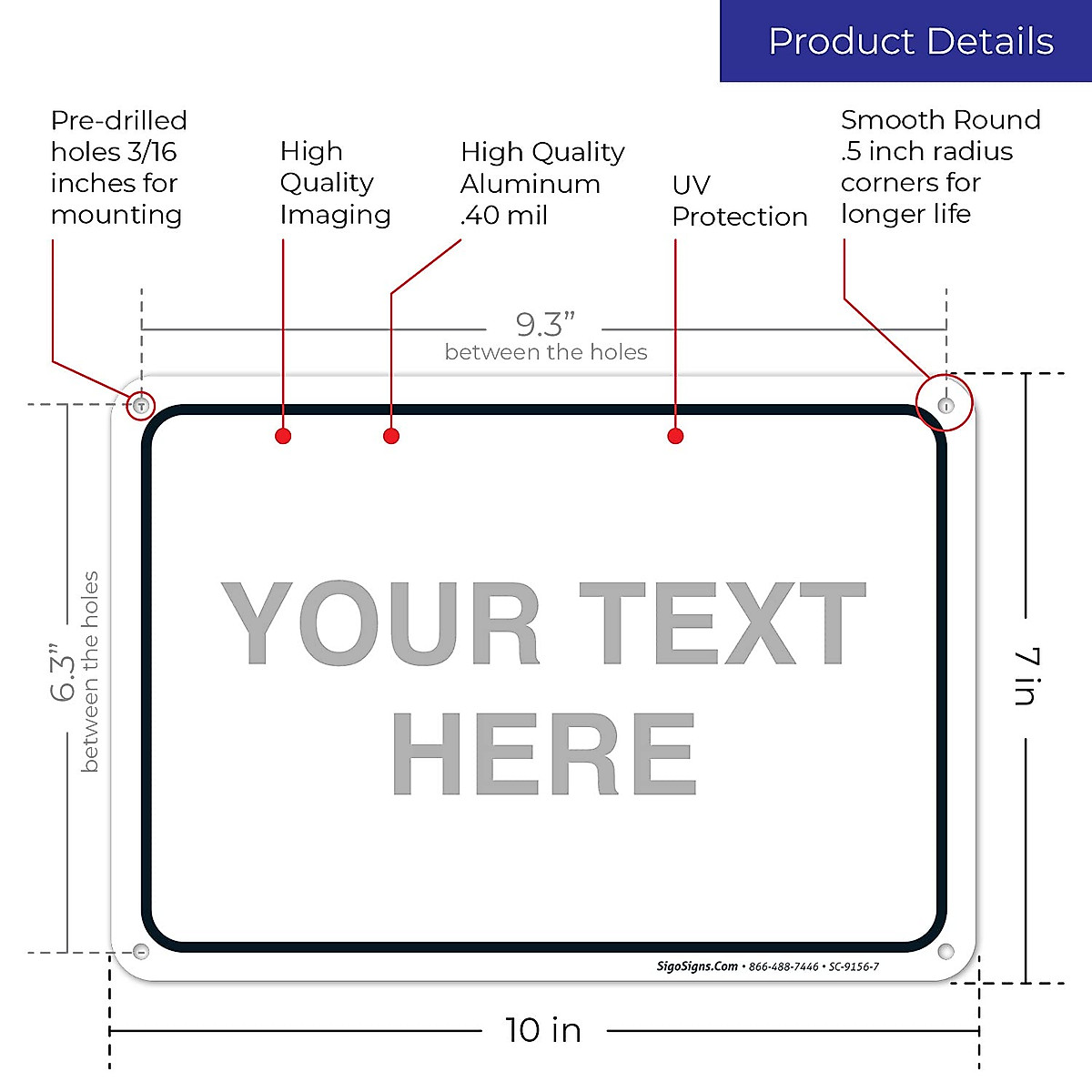 Custom Sign, Personalized Metal Signs, Customize for Office, Business, Workplace, office, Home, Airbnb, Delivery Signs, 10x7 Inches, Rust Free .040 Aluminum, Made in USA