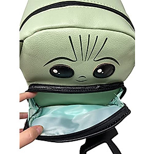 U.P.D., Inc. Star Wars The Child with Yoda Ears Mini Deluxe Backpack - Leather Bag with Front Pocket and Keychain, Perfect Backpack for Teens and Kids - 10 Inch